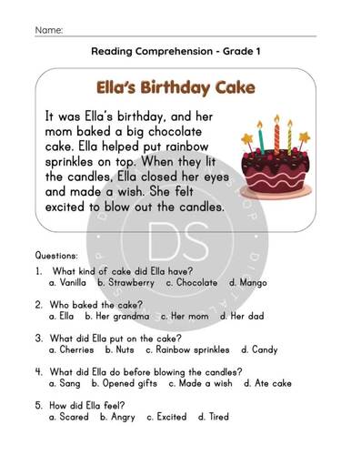 Reading Comprehension Grade 1 - 2 Worksheets Set 5 | 25 Short Stories ...