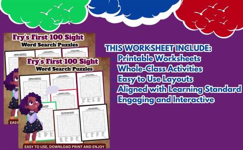 Fry’s First 100 Sight Word Search Puzzle Activities 1st,2nd,3rd,4th,5th ...