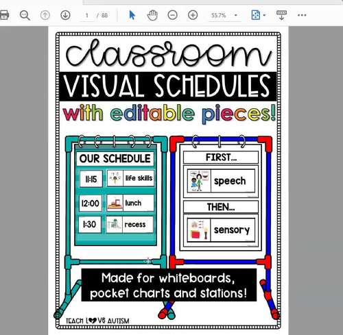 Classroom Visual Schedule and Station Cards for Special Education