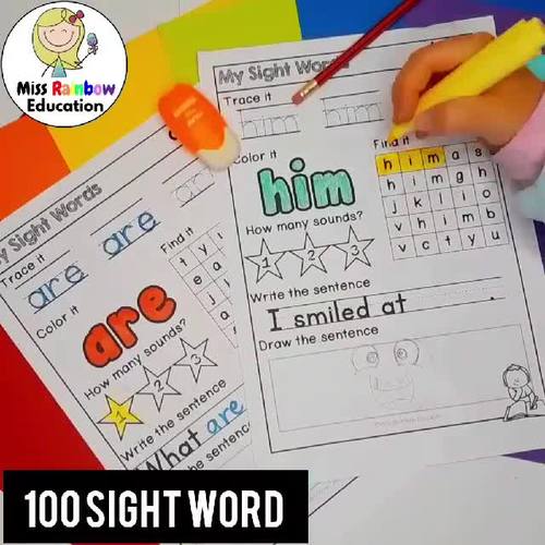Sight Word Practise - Sight words - Sight Word worksheets No Prep 1-100