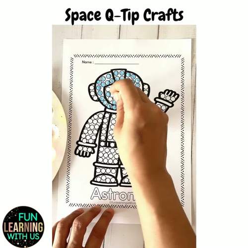 Space Theme Q-Tip Painting Fine Motor Skill Activity | Outer Space Crafts