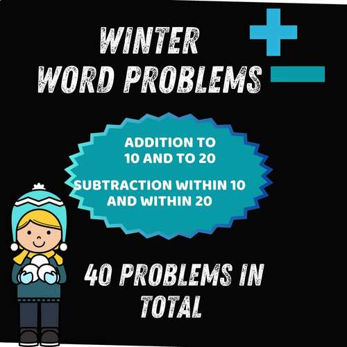January Winter Addition & Subtraction Word Problems with Ten Frames ...