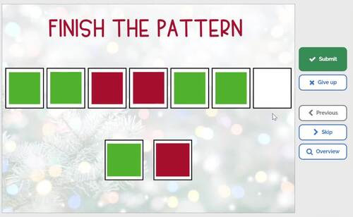Christmas Theme Repeating Patterns Boom Cards | Preschool Digital Activity