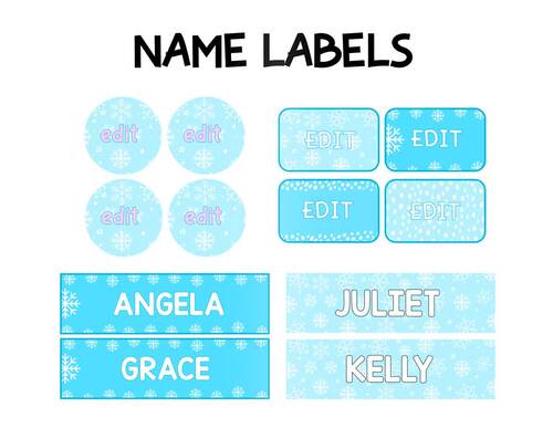 Printable Snowflakes Classroom Labels, Calendar Labels, Name Plates ...