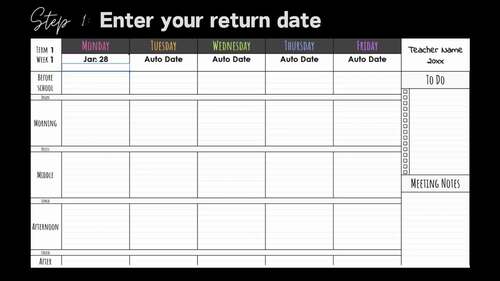 Australian Teacher Digital Weekly Planner - Excel & Google Sheets - Diary