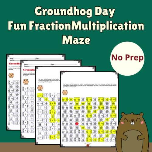 Groundhog Day Fun Fraction Multiplication Maze Math Activity Worksheets ...