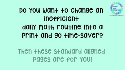 Kindergarten Math Daily Review Worksheets Standards Based Set 1 Weeks 1-6