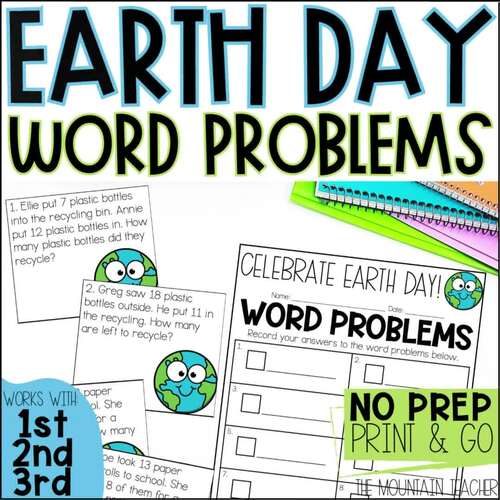 Earth Day Word Problems & Earth Day Fun Math Activity for 1st 2nd or ...