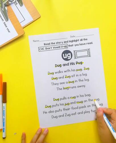 CVC Short Vowel U Reading Comprehension Passage by The Joy in Teaching