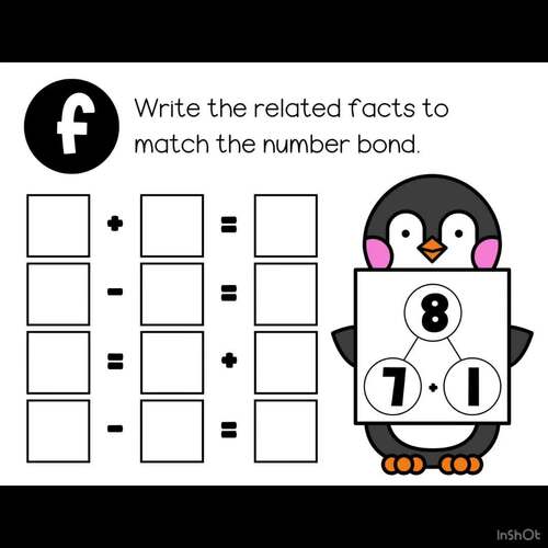 Winter Math 1st Grade Fact Families Task Cards by Serendipity Math Shop