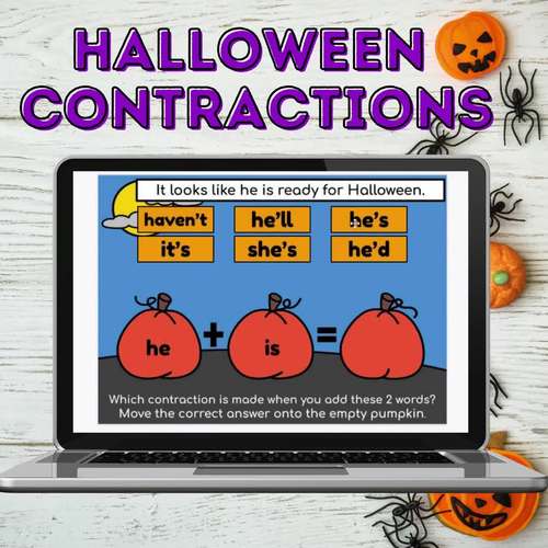 Halloween Contractions Worksheets Puzzles and Digital Activities