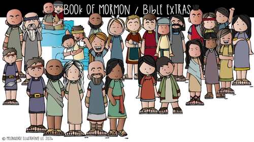 Book of Mormon/Bible extras clip art, people, baptism COLORED Version