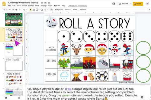 Christmas Themed Writing Activity in Google Slides™ | Digital Roll a Story