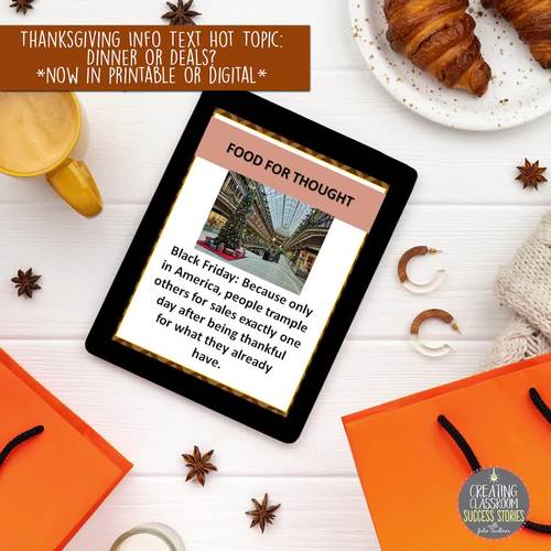 Thanksgiving Activities Nonfiction Lesson on Hot Topics: Black Friday