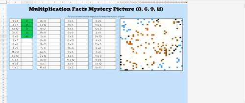 Fun Math Fact Practice Digital Mystery Picture for Multiplication x3 x6 ...