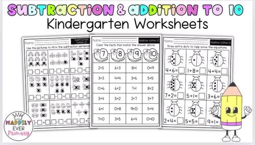 Addition and Subtraction Within 10 | Kindergarten Math Worksheets