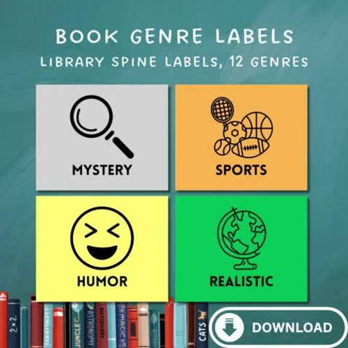 Fiction Genre Spine Labels, Library Genrefication Stickers, 12 Fiction ...