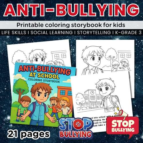 Anti-Bullying at School Coloring Storybook, Fun SEL & Life Skills Activity