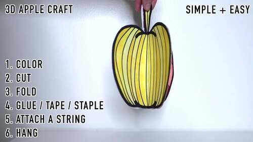 3D Hanging Apple Craft | Easy Fall and Autumn Activity | Coloring Pages