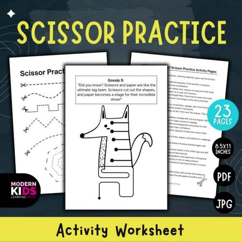 Scissor Practice Activity Worksheet by ModernKids LearningPress | TPT