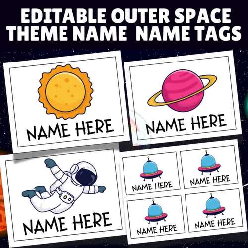 Editable Outer Space Theme Name Name Tags | Classroom Decor | Back to ...