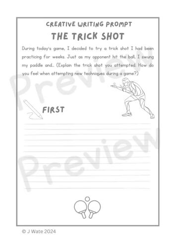 Table Tennis Sports Creative Writing Prompts Activities & Writing ...