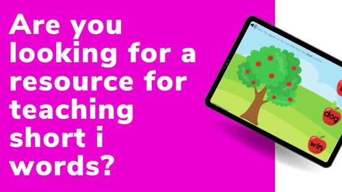Short i Word Apple Match CVC Boom Cards by Fiddleheads | TPT