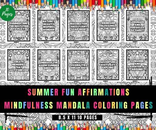 Summer Fun Coloring Pages Positive Affirmations & Mindset Growth ...