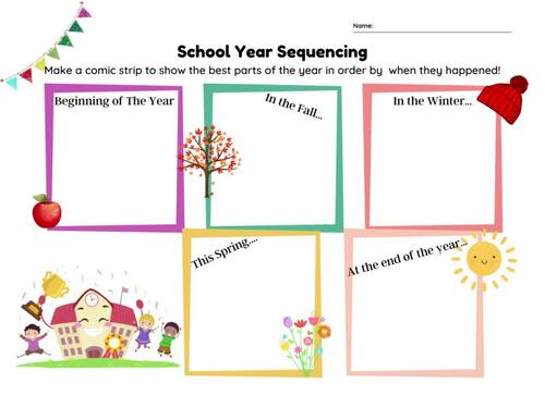 End of The Year Comic Strip Sequencing Reflection Activity Draw No PREP ...