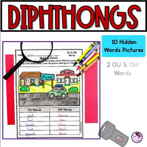 Diphthongs I Spy Phonics Worksheets Hidden Words Phonics Coloring ...