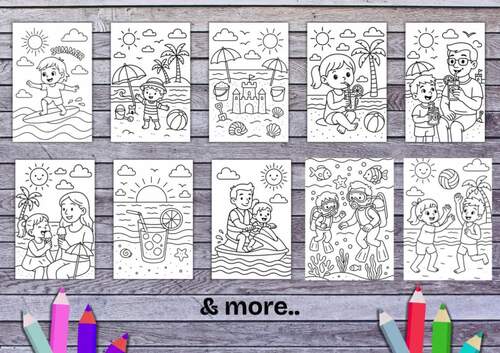 Summer Beach Day: 20 Easy & Fun Coloring Pages for Kids by Nuvanta Prints