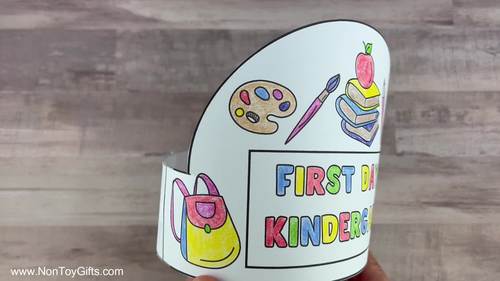 First Day Of Kindergarten Crown - Back to School Paper Hat - Coloring ...