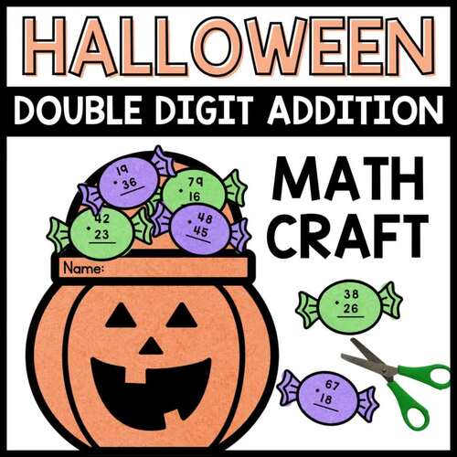 Halloween Double Digit Addition with Regrouping Math Craft Activity ...