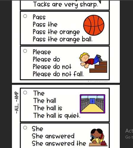 Short Vowel Fluency Pyramid Sentences: Printable Word Families Practice ...