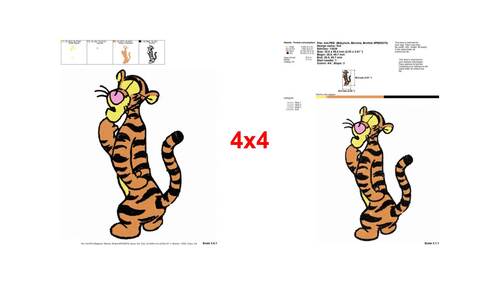 Tigger thoughtful pose classic cartoon character embroidery designs ...
