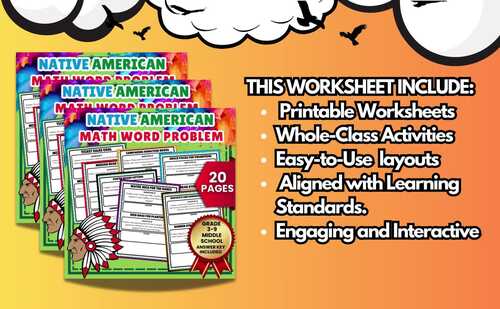 Native American Day Math Word Problems Addition, Subtraction 3rd,4th ...