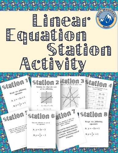 Linear Equations Stations Activity by Blue Mountain Math | TPT