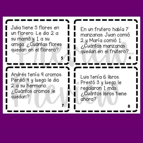 Restas, Problemas de restas de un dígito- Subtraction One-Digit Word ...