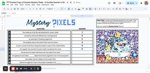 4th Grade | Ocean Pixel Art | Virginia Science SOLs (SOL 4.7) | TPT