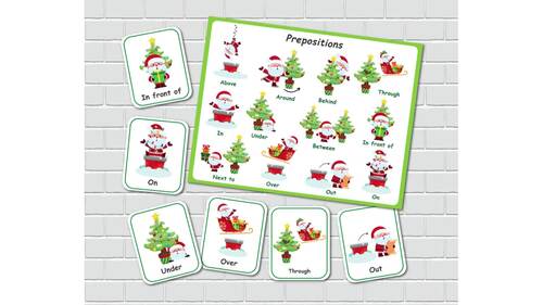 Santa Prepositions Activity, Prepositions of Place, Positional Words Poster
