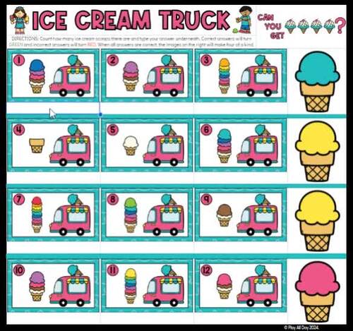 Summer Counting Ice Cream Digital Activity for Google Sheets™ by Play ...