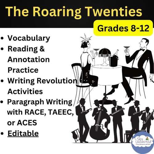 Roaring Twenties: Writing Revolution Activities - American History ...