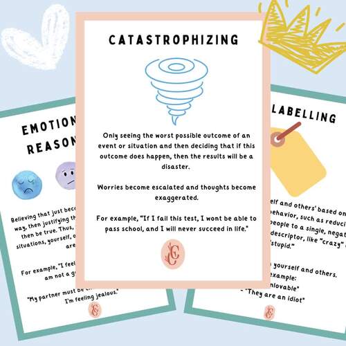 Therapist flash cards, anxiety, DBT, cognitive distortions, self regulation