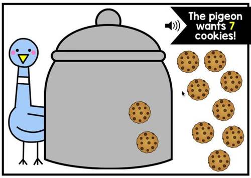 Counting Cookies With the Pigeon Kindergarten Boom Cards | TPT