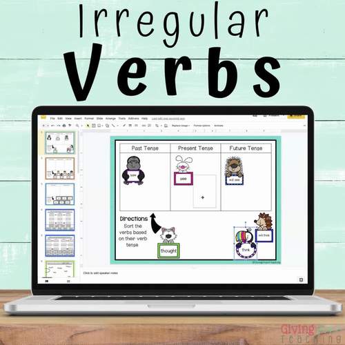 Irregular Past Tense Verbs Google Slides by Giving Grace Teaching