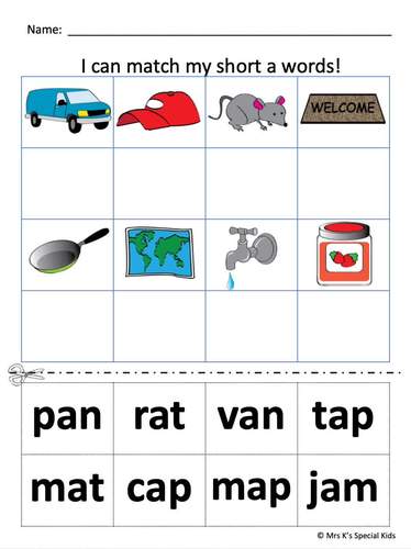 CVC Words Cut and Paste by Mrs K's Special Kids | TPT