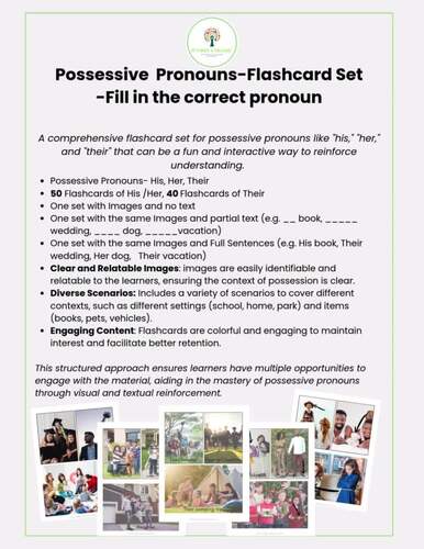 Possessive Pronouns Flashcards Set (ABLLS-R aligned C52, G37) | TPT