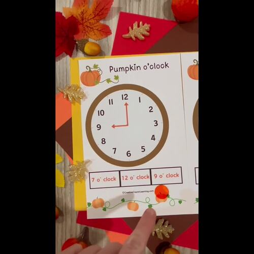 Pumpkin O' Clock Telling Time | Fall Hands-On Math Center for Kindergarten