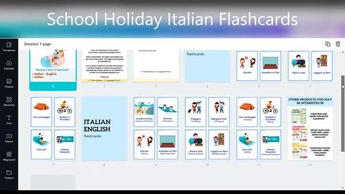 ITALIAN FLASH CARDS School holidays | Italian flashcards school break