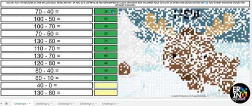 Adding and Subtracting Multiples of 10 Pixel Art Math for New Years ...